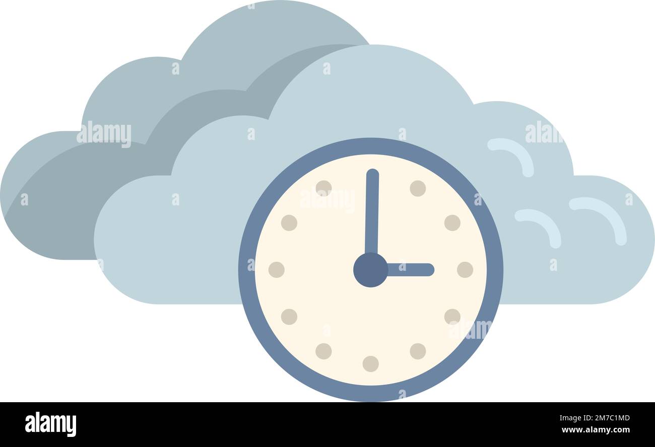 Work cloud hour icon flat vector. Office time. Clock home isolated ...
