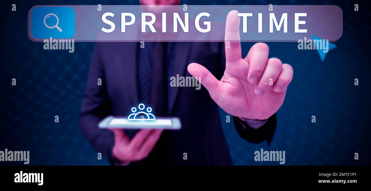 Text showing inspiration Spring Time. Business concept temperate season ...