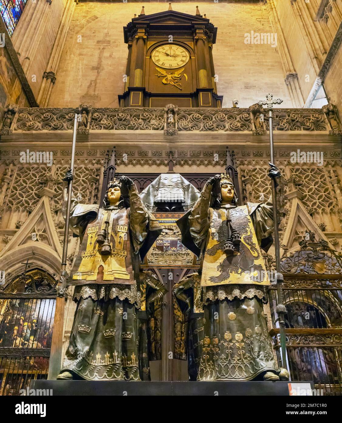The tomb of explorer Christopher Columbus in the cathedral, Seville ...