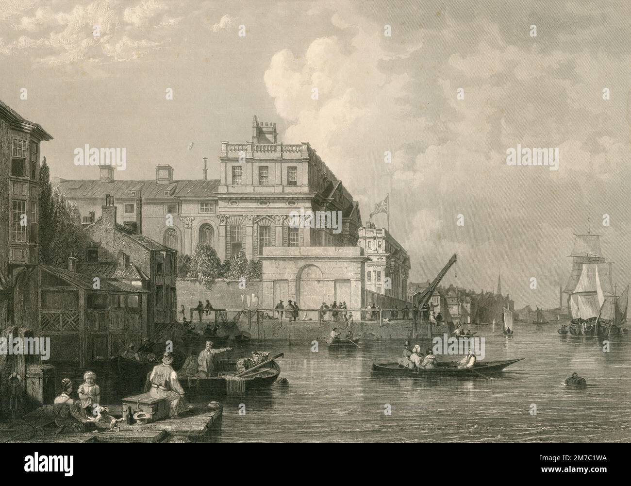 Greenich Hospital, print engraved by J. B. Allen from a painting by G ...