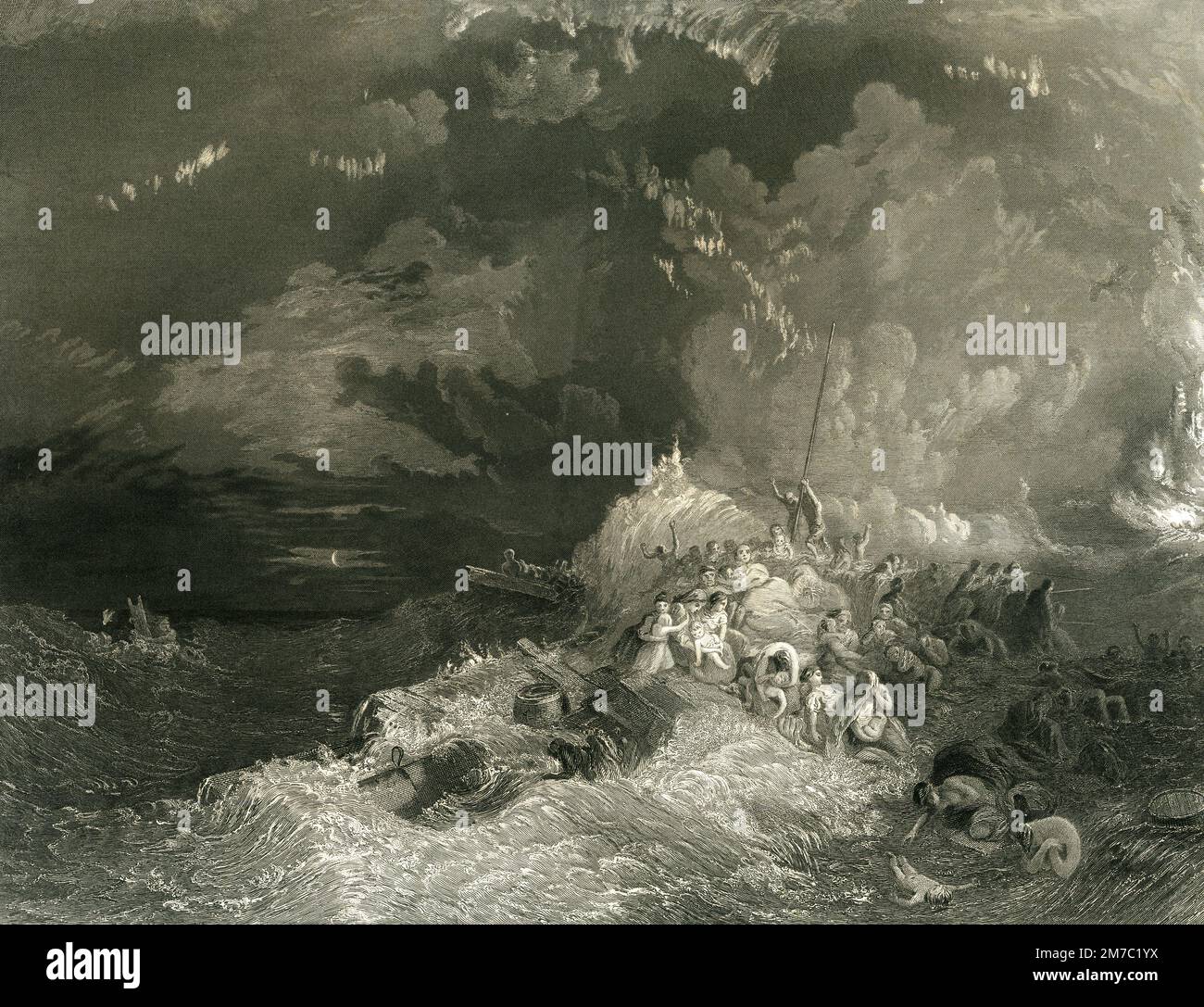 A Fire at Sea, print engraved by J. Cousen from a painting by J.M.W ...
