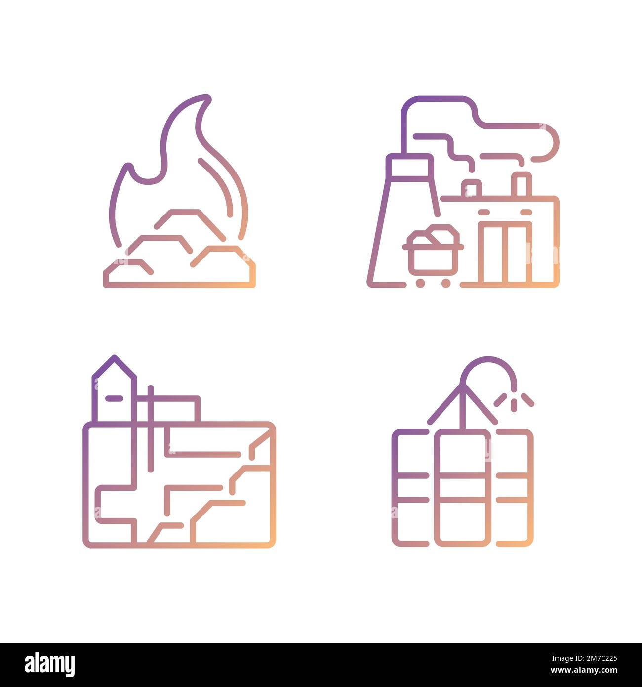 Coal processing pixel perfect gradient linear vector icons set Stock Vector Image & Art - Alamy