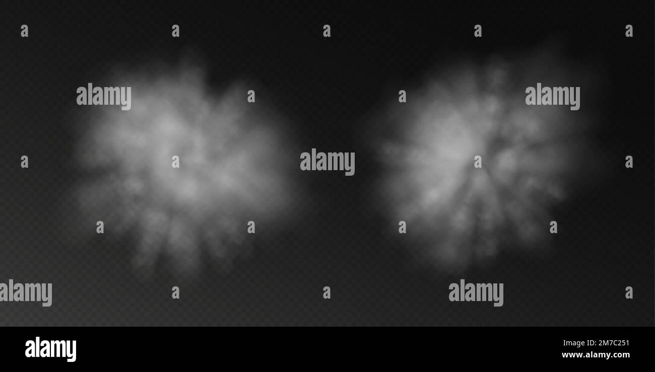 Realistic smoke burst in motion, white powder explosion. Smog, haze, mist or cloudiness effect ...