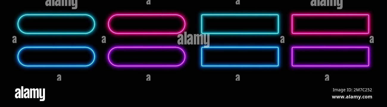 Neon button frames, coloful glowing borders, isolated UI elements Stock Vector Image & Art - Alamy