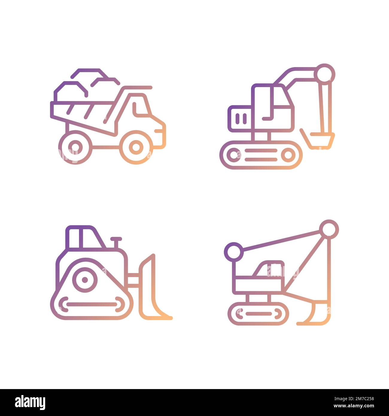 Mining Vehicles Pixel Perfect Gradient Linear Vector Icons Set Stock Vector Image And Art Alamy
