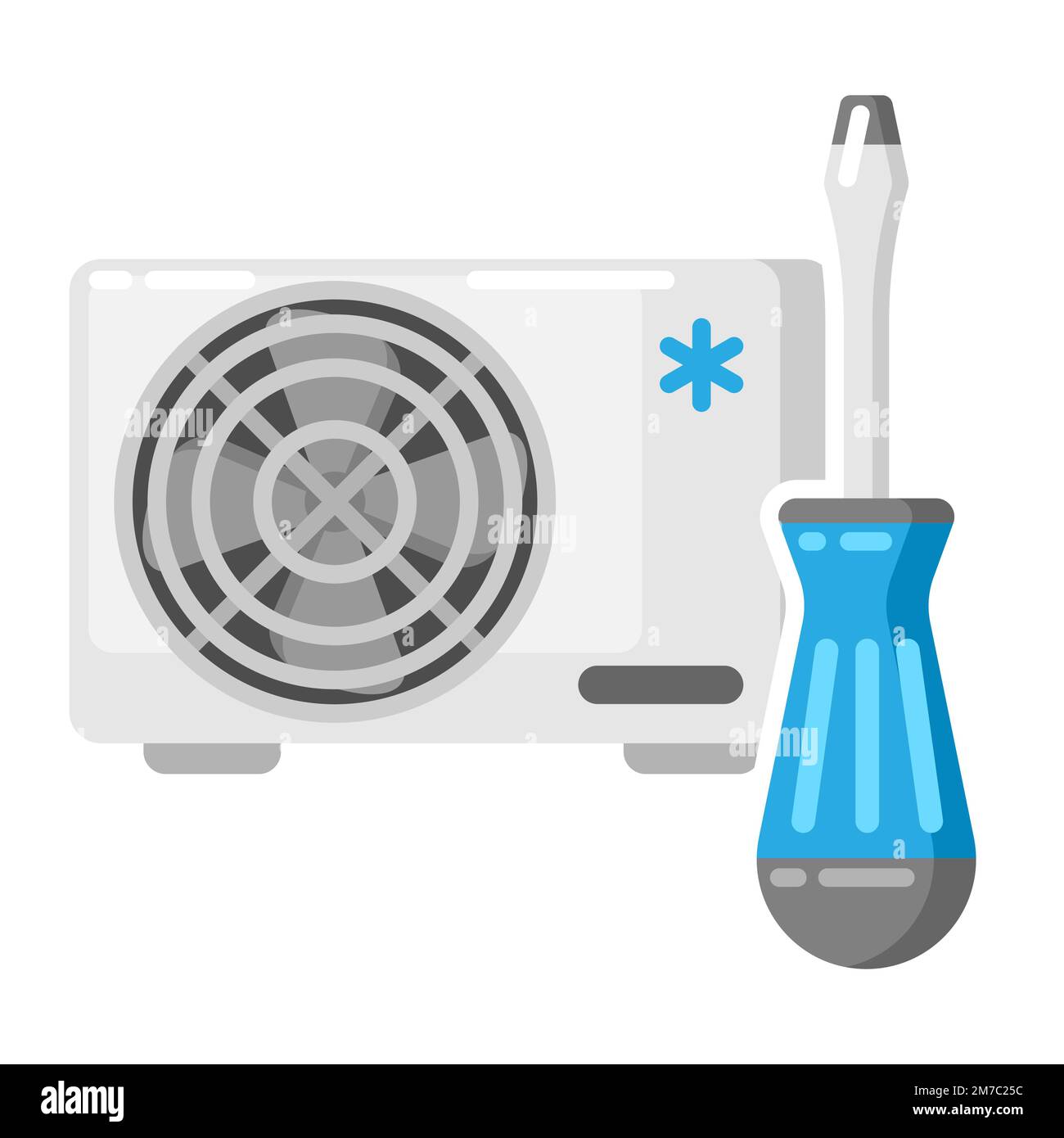 Illustration of repair outdoor box air conditioner. Icon or image for ...