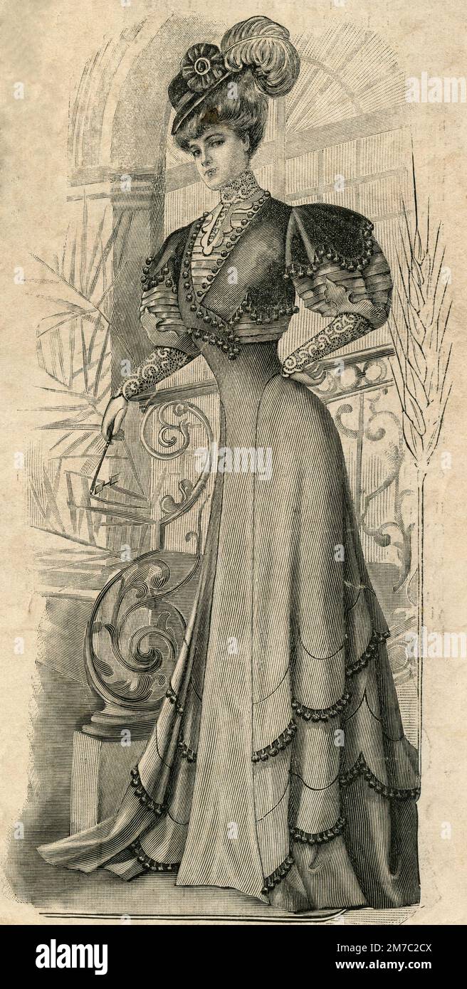 Illustration of women clothes fashion and style from vintage magazine ...