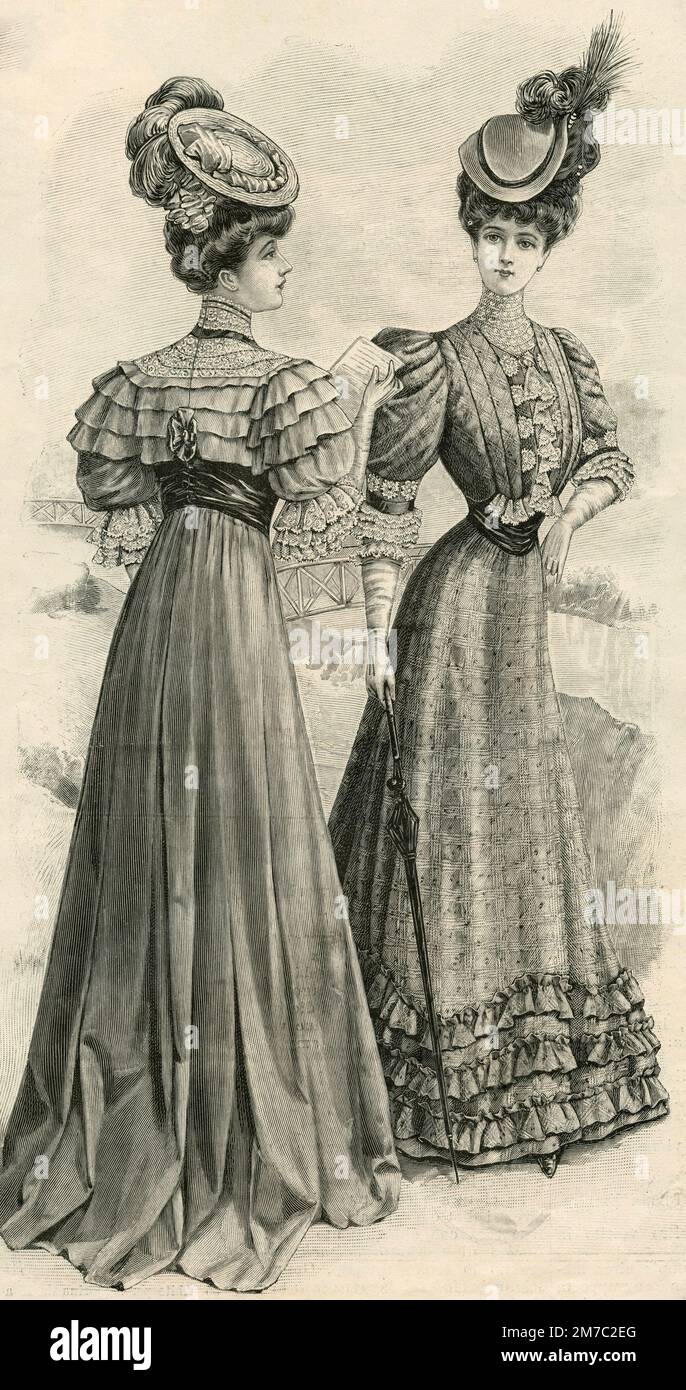Illustration of women clothes fashion and style from vintage magazine ...
