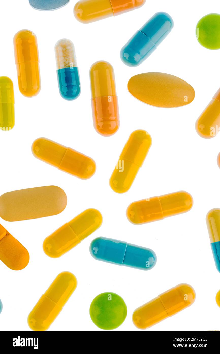colourful pills, cutout Stock Photo - Alamy