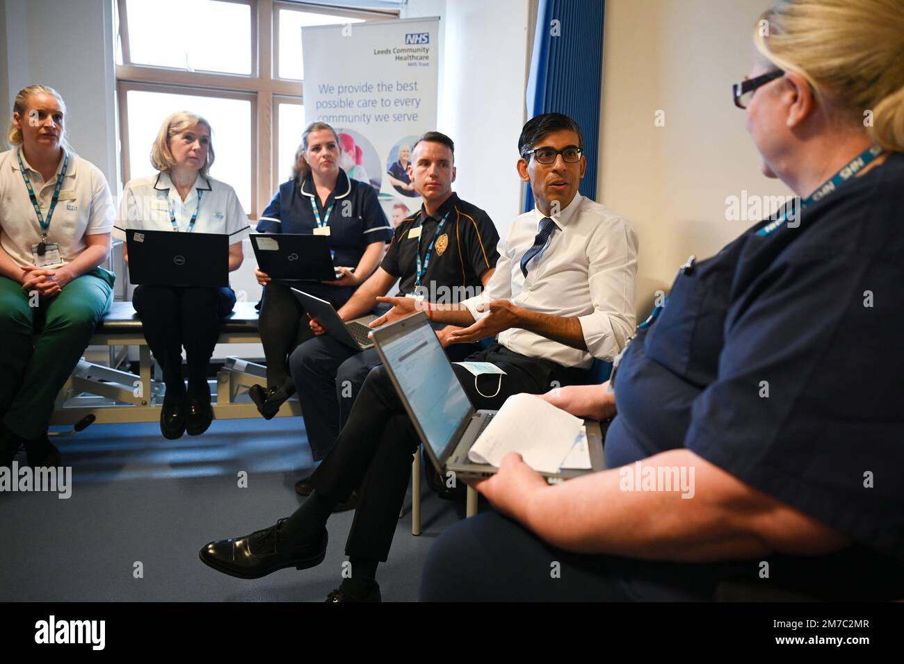Prime Minister Rishi Sunak (2nd right) meets with members of a multi ...