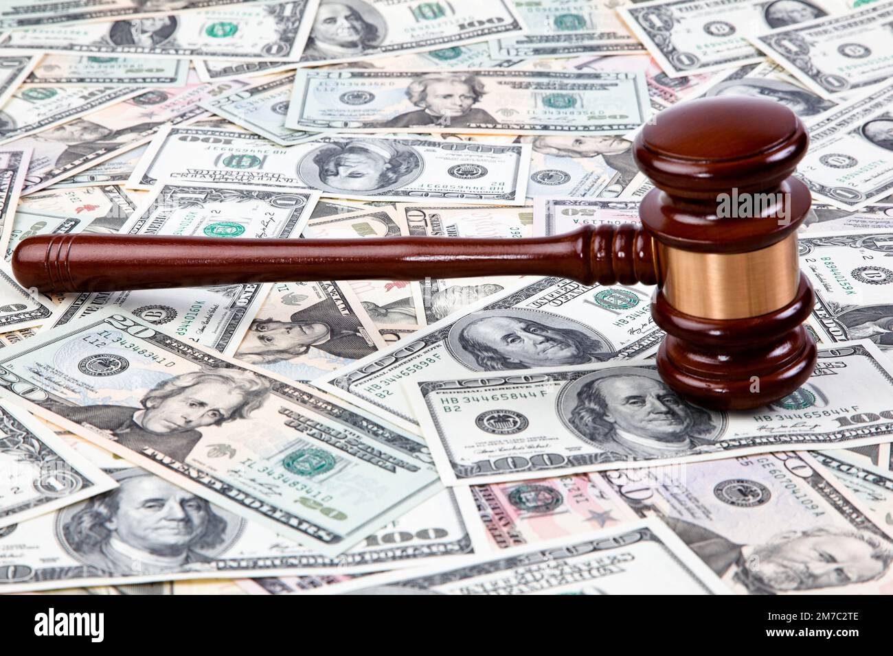 auction hammer/justice hammer with Dollar bills, USA Stock Photo - Alamy
