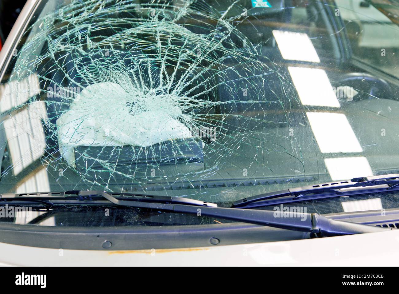 broken windshield and airbag Stock Photo - Alamy