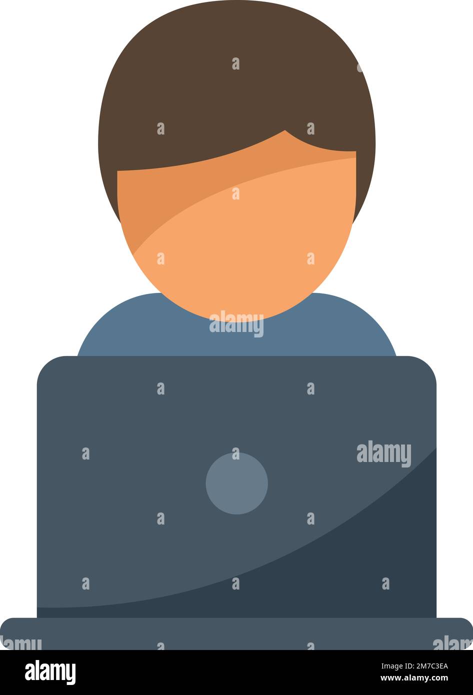 Remote laptop worker icon flat vector. Work time. Job clock isolated ...