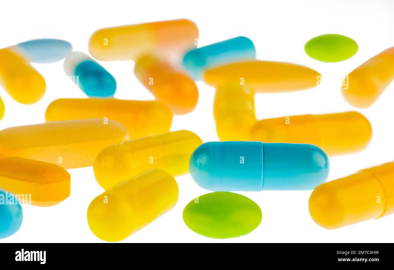 colourful pills, cutout Stock Photo - Alamy