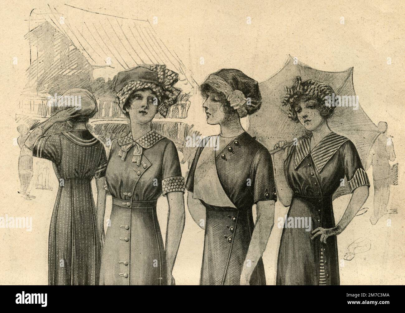 Illustration of women clothes fashion and style from vintage magazine ...