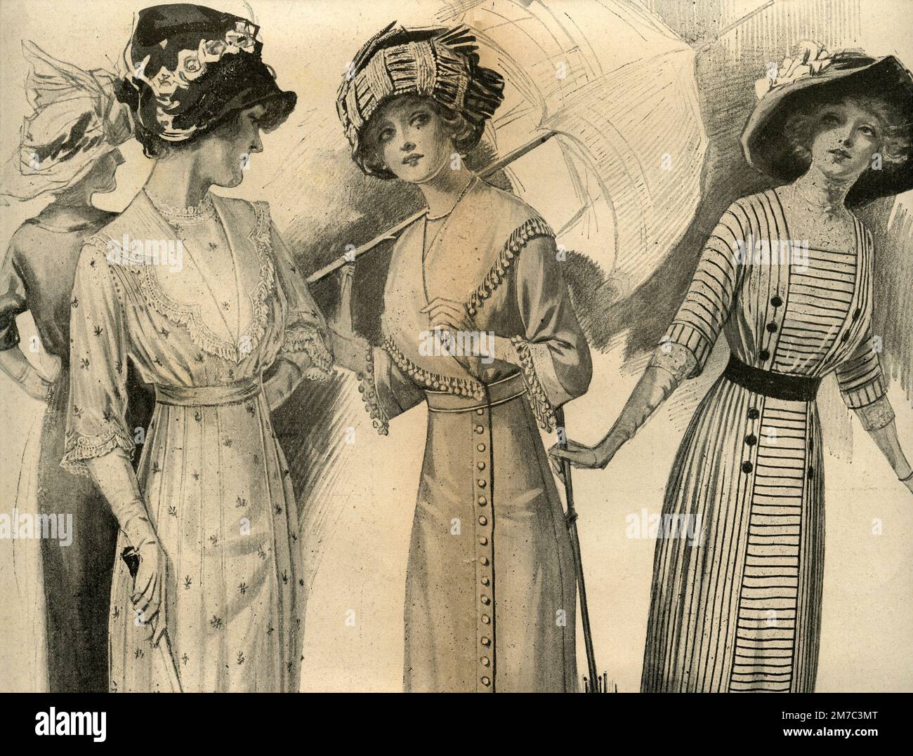 Illustration of women clothes fashion and style from vintage magazine ...