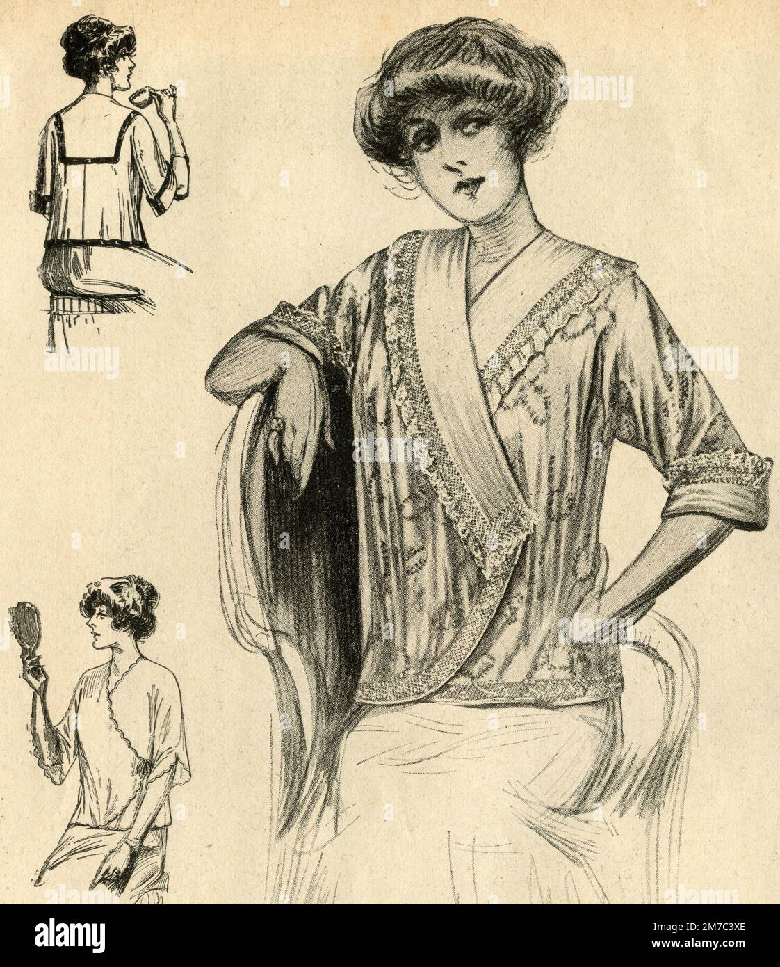 Illustration of women clothes fashion and style from vintage magazine ...