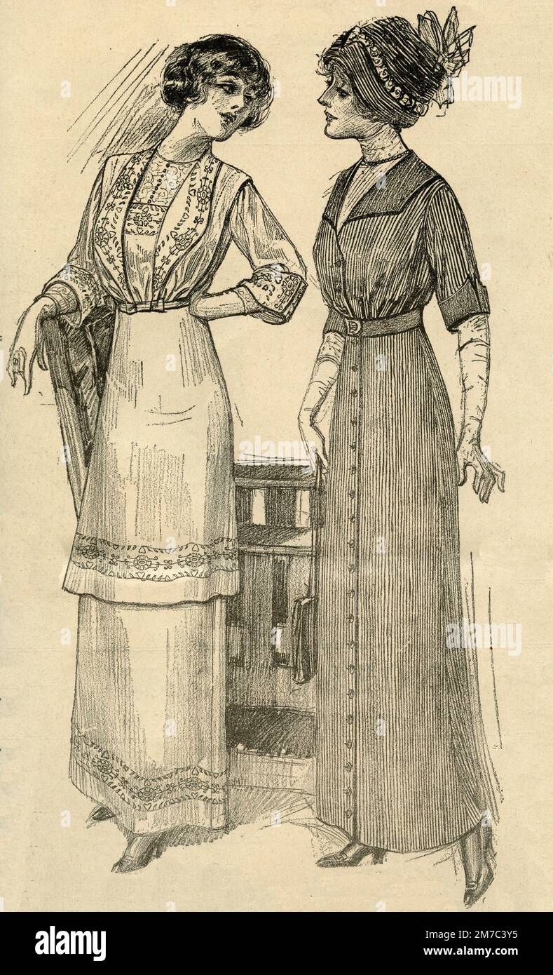 Illustration of women clothes fashion and style from vintage magazine ...