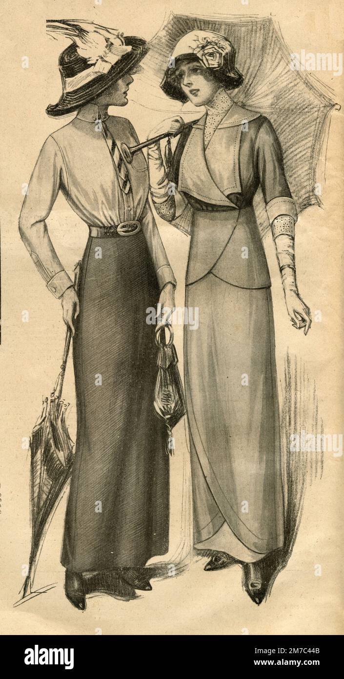 Illustration of women clothes fashion and style from vintage magazine ...