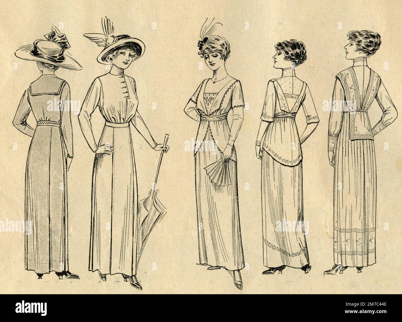 Illustration of women clothes fashion and style from vintage magazine ...
