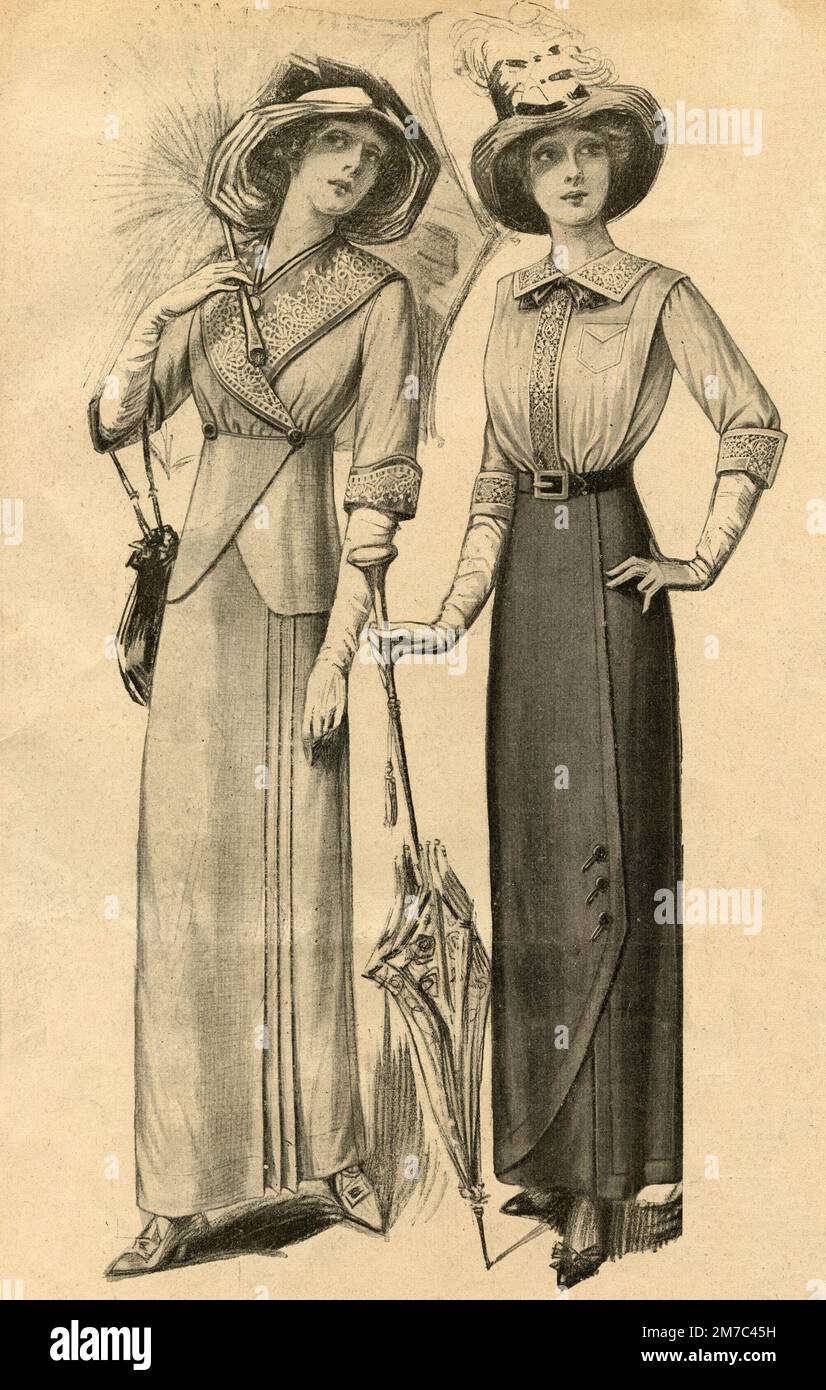 Illustration of women clothes fashion and style from vintage magazine ...