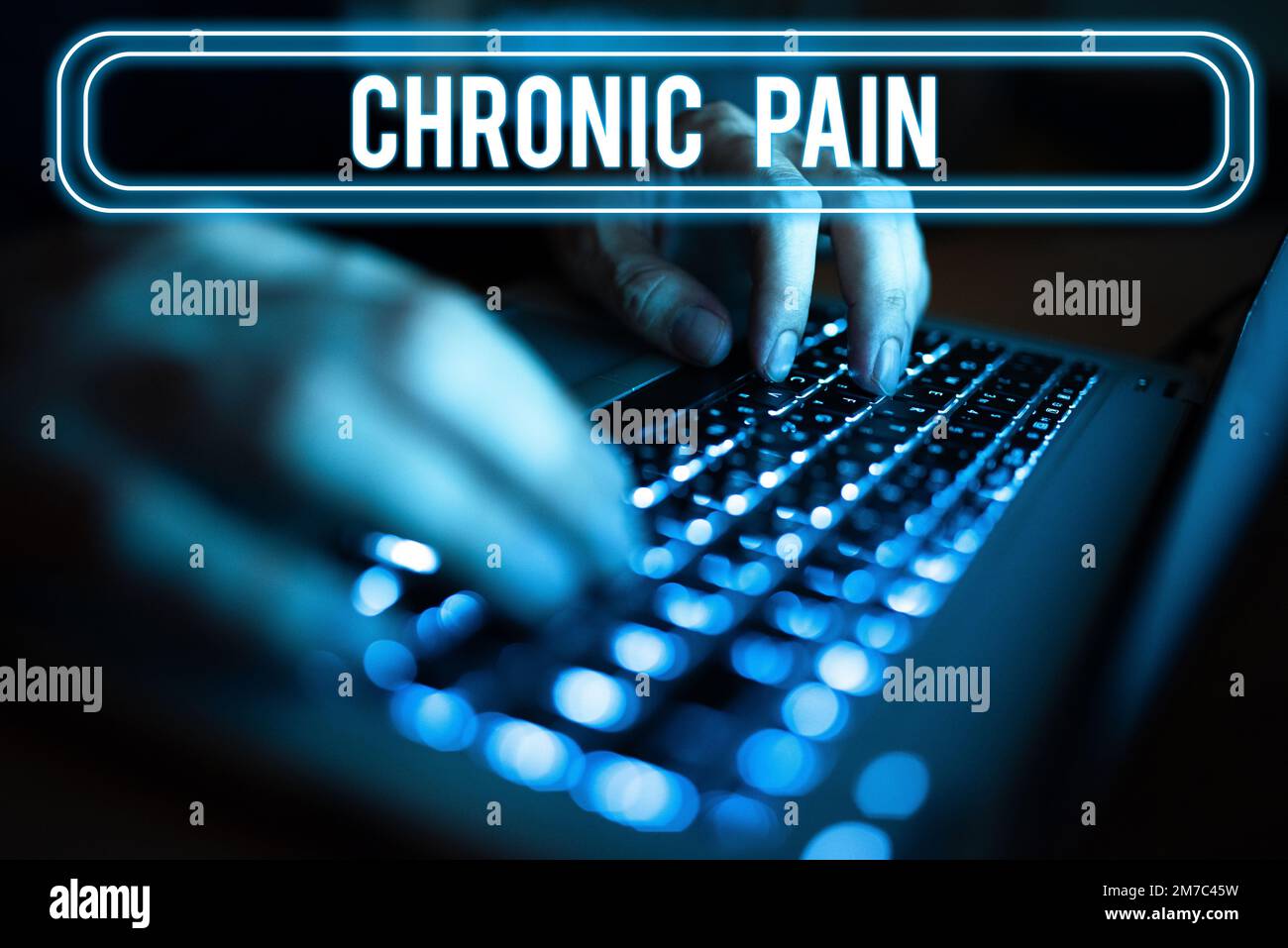 Handwriting text Chronic Pain. Concept meaning Pain that extends beyond ...
