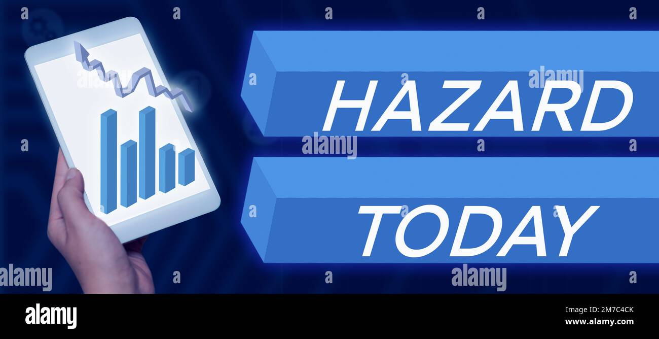 Hand writing sign Hazard. Word for account or statement describing the ...