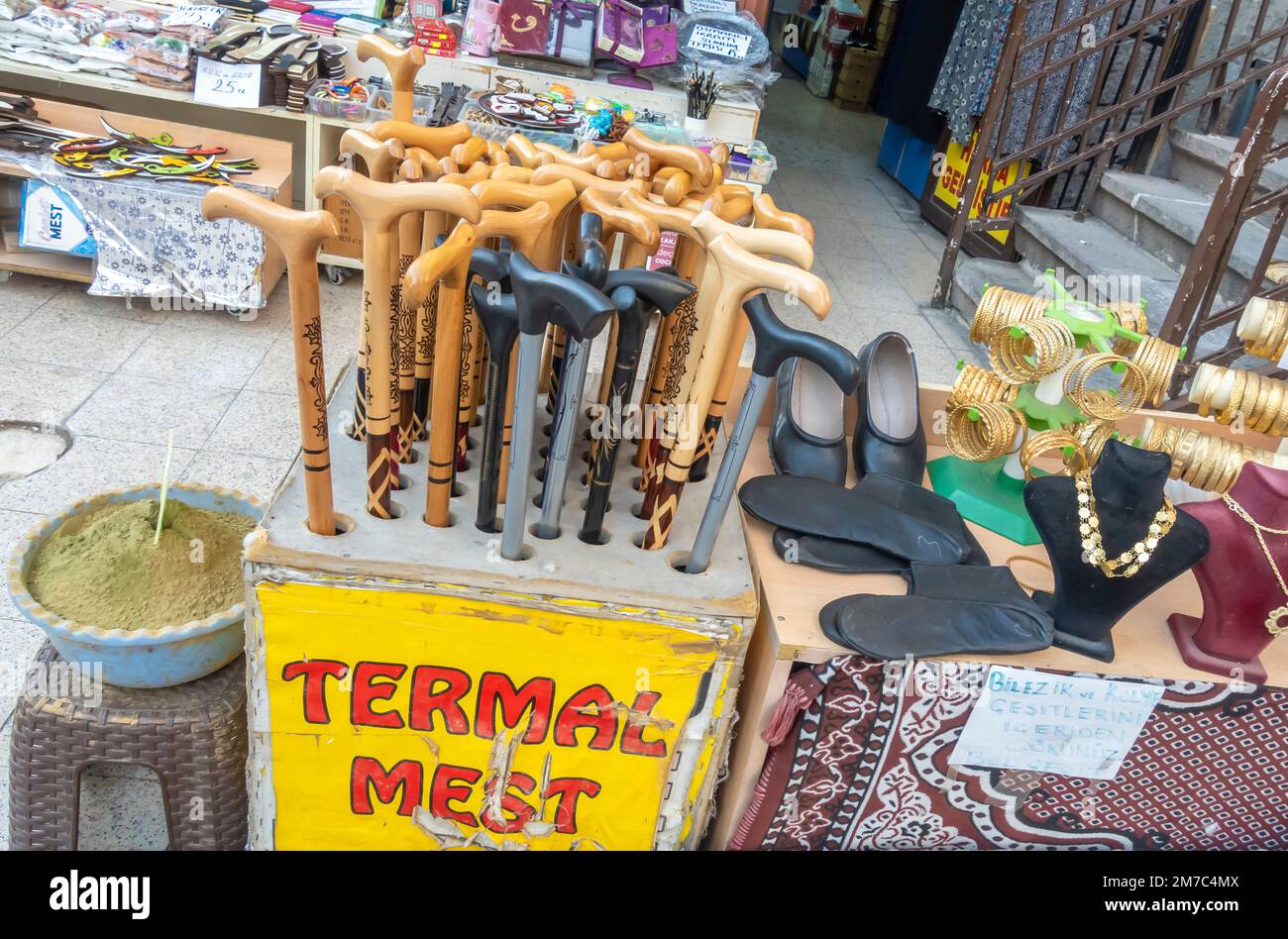 Canes sold in the street market in Ankara Turkey Stock Photo - Alamy