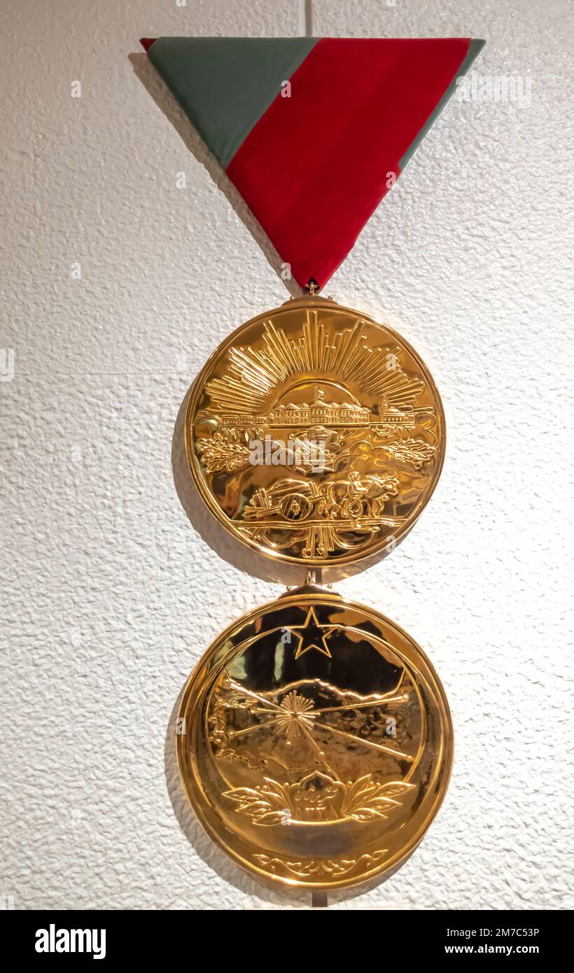 The golden medal of privilege given to Mustafa Kemal Pasha Ataturk and ...
