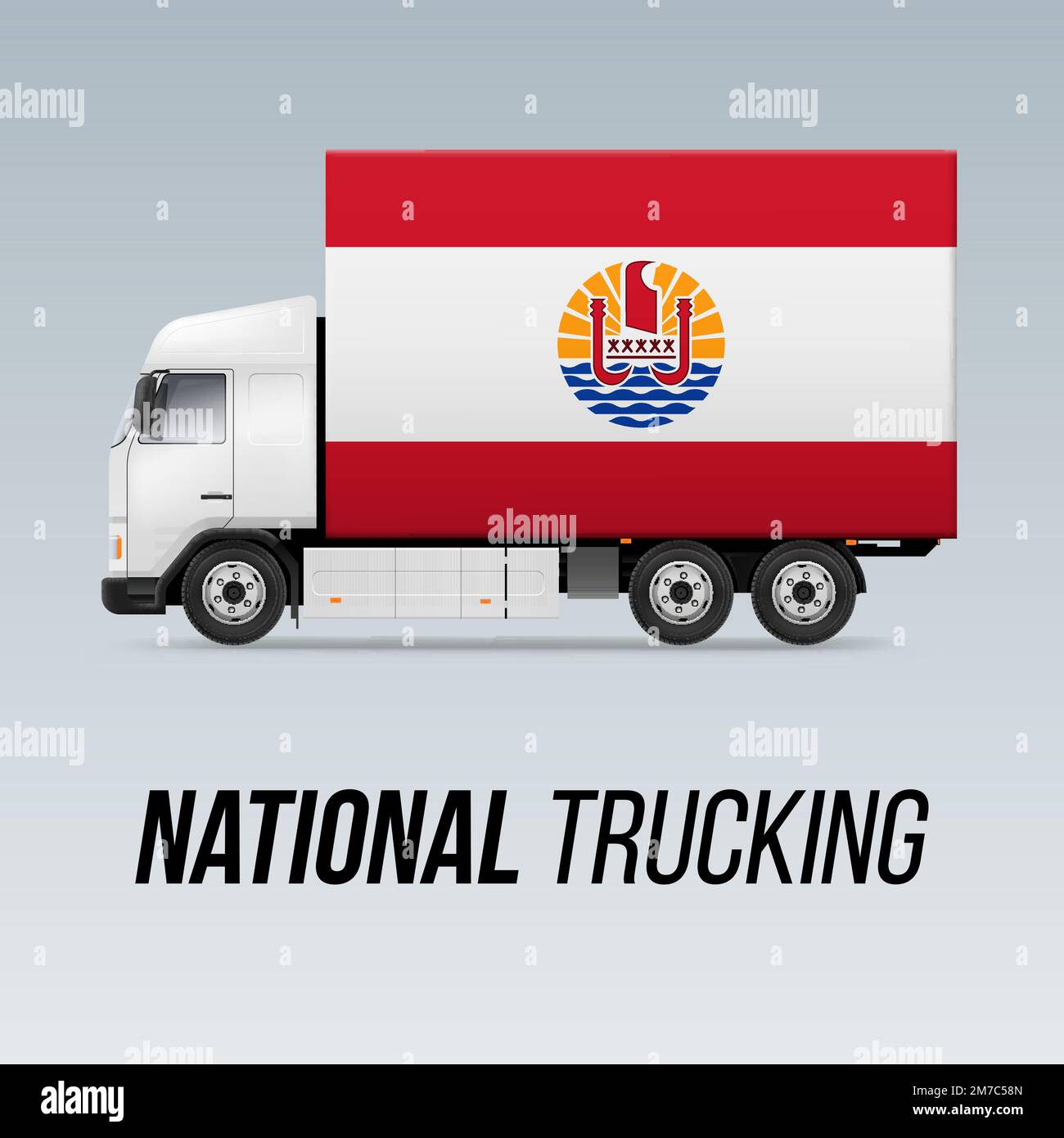 Symbol of National Delivery Truck with Flag of French Polynesia ...