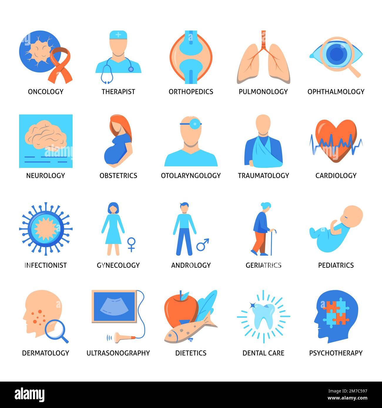 Medicine icon set in flat style. Medical and healthcare symbols. Vector ...