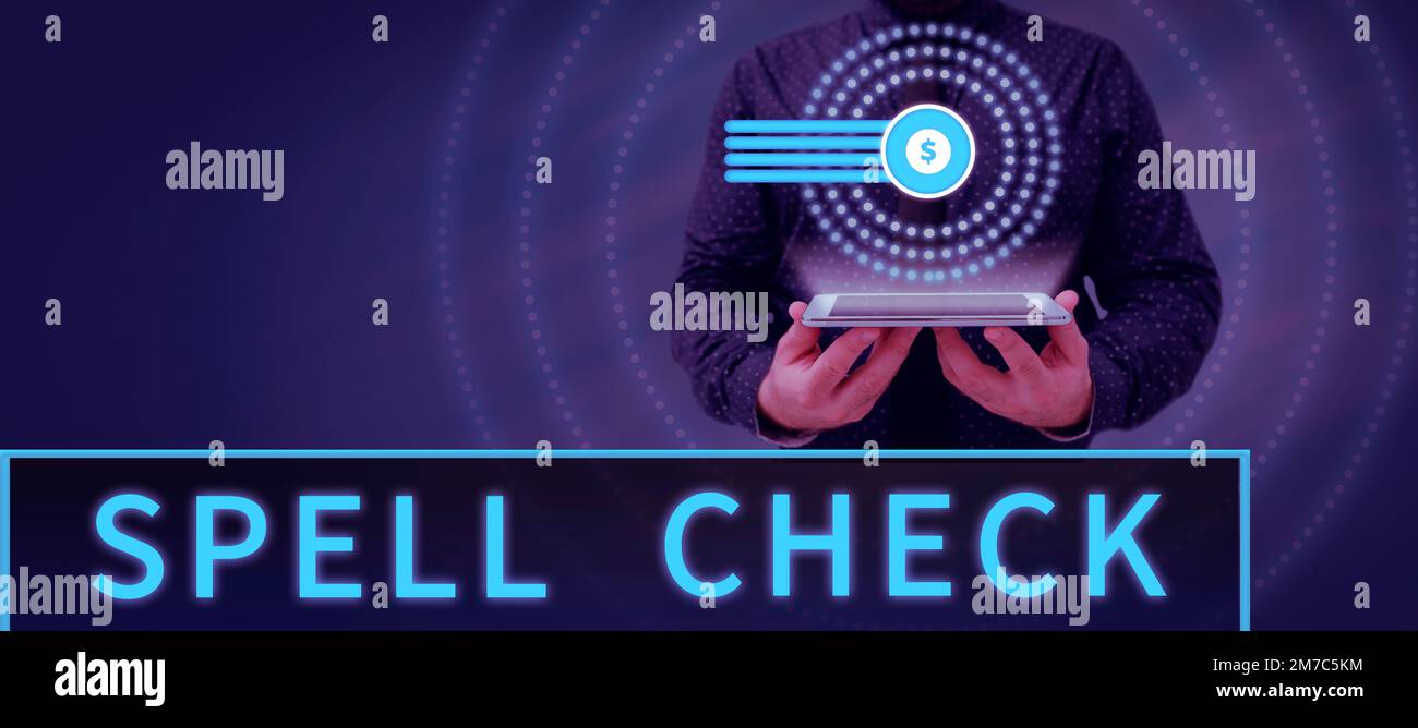 Writing displaying text Spell Check. Business idea to use a computer ... Writing displaying text Spell Check. Business idea to use a computer ...