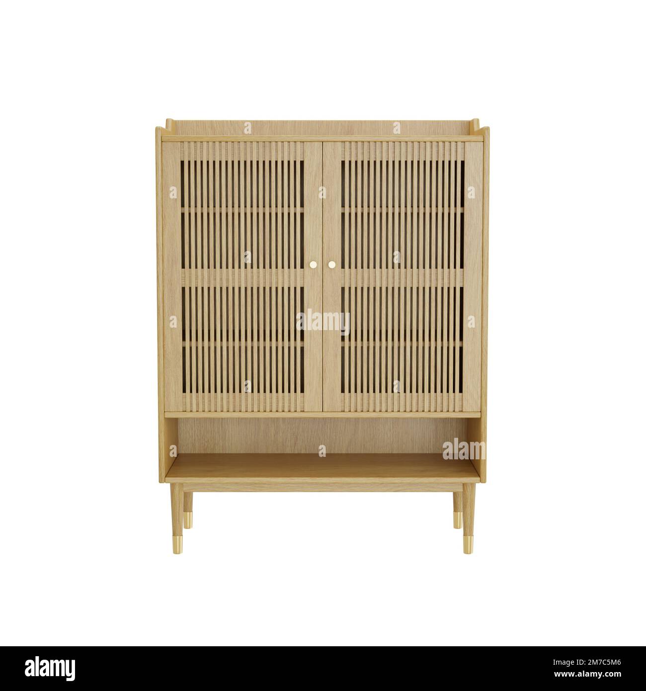3D rendering Wood Cabinet on White Background, Wood Cabinet Minimal ...