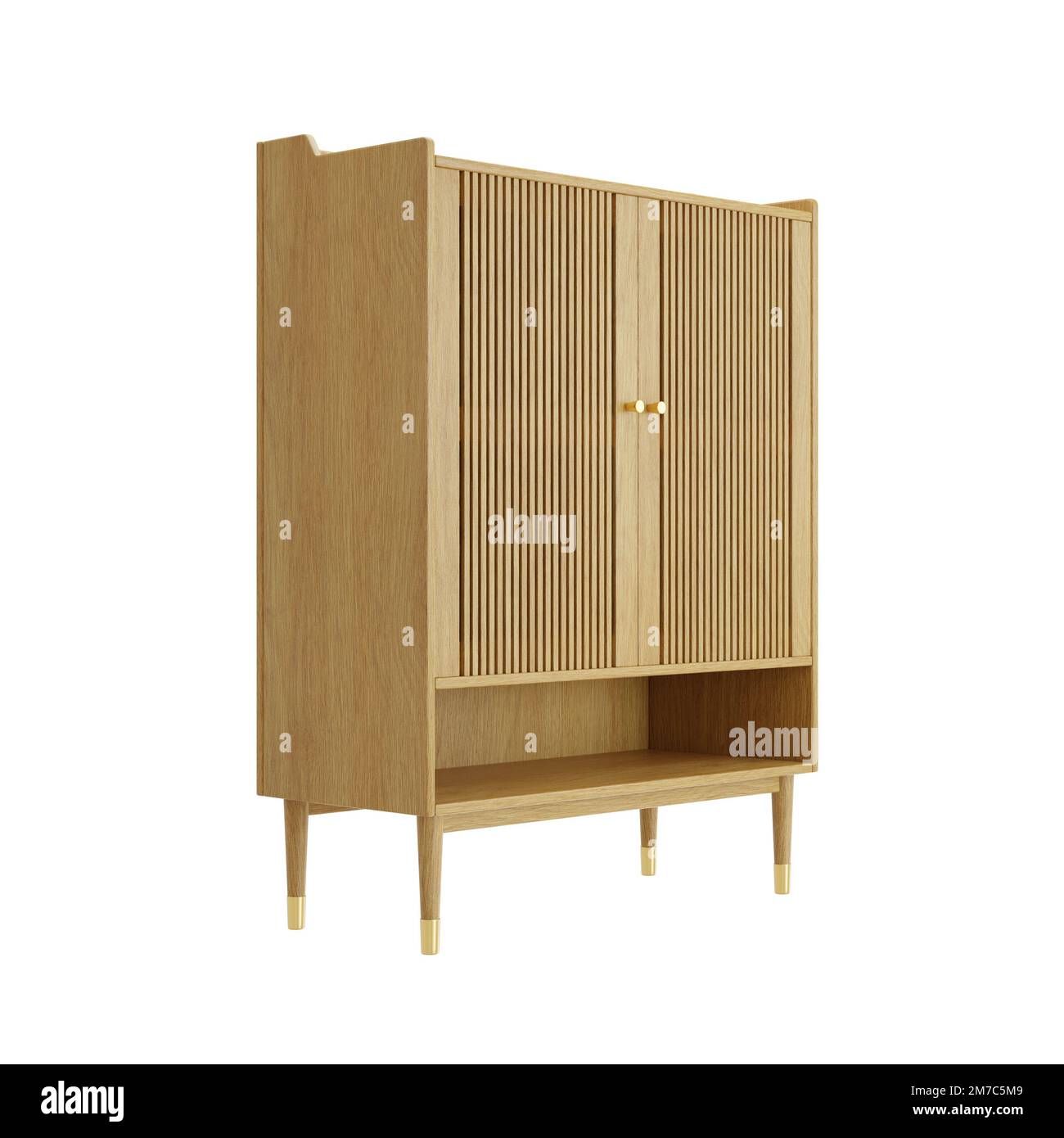3D rendering Wood Cabinet on White Background, Wood Cabinet Minimal ...