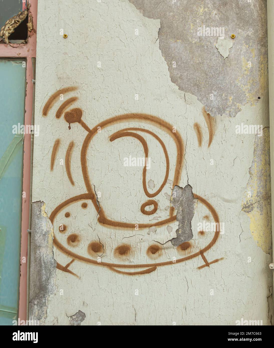 Mural with ufo, simple primitive mural graffiti. Istanbul Turkey Stock ...