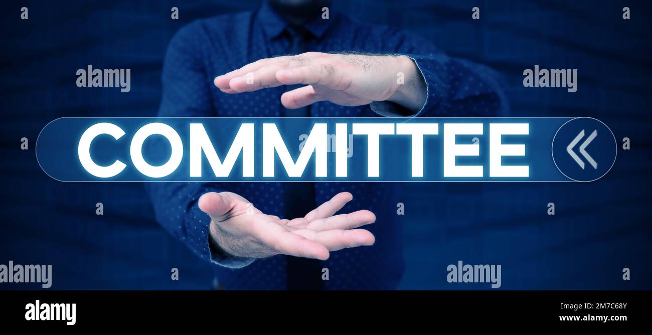 Text caption presenting Committee. Conceptual photo Group of people ...