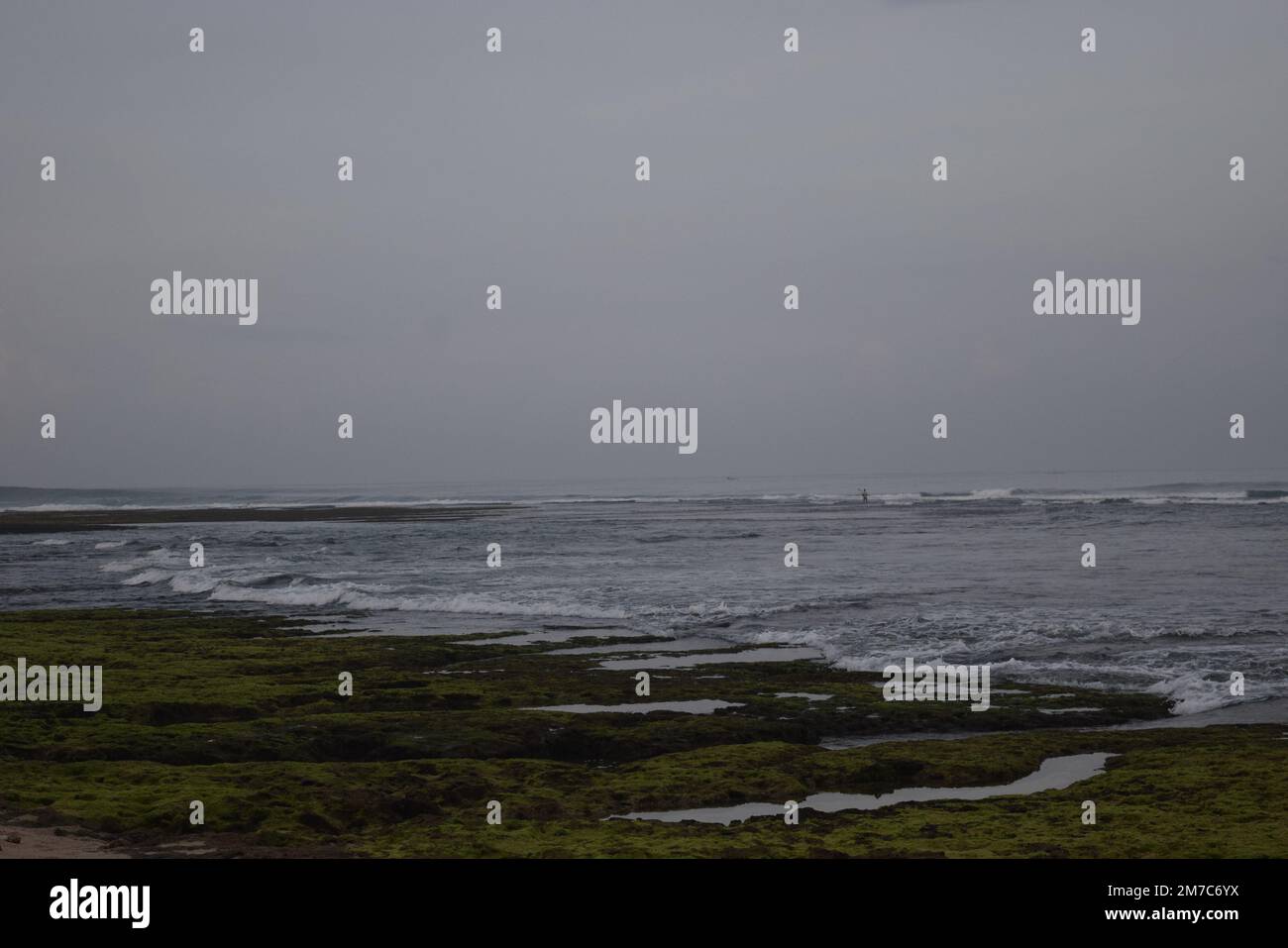 Southern West Java beautiful sea scenery with green coral beach at ...