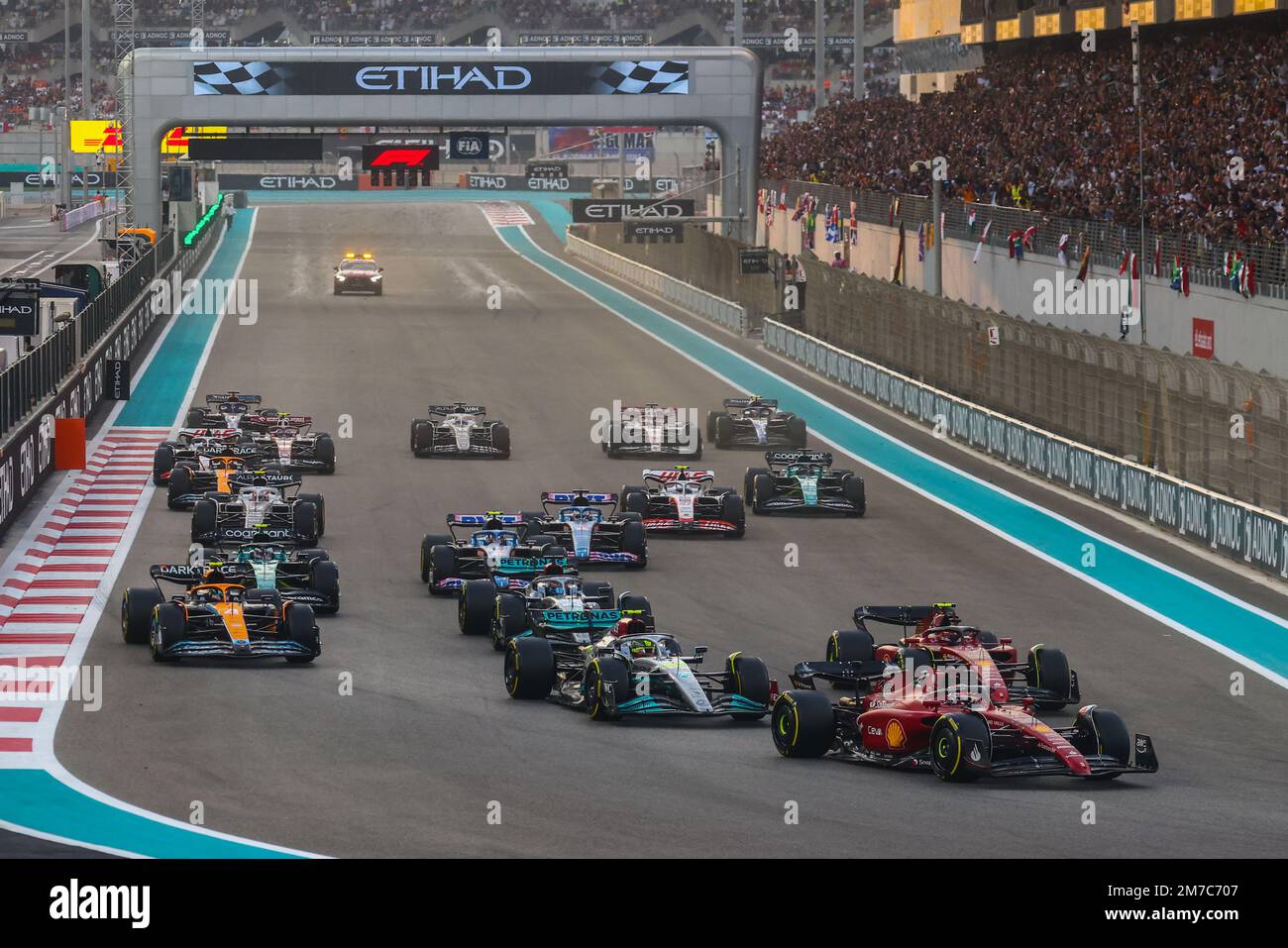 Start of Formula 1 Abu Dhabi Grand Prix 2022 race at Yas Marina Circuit ...