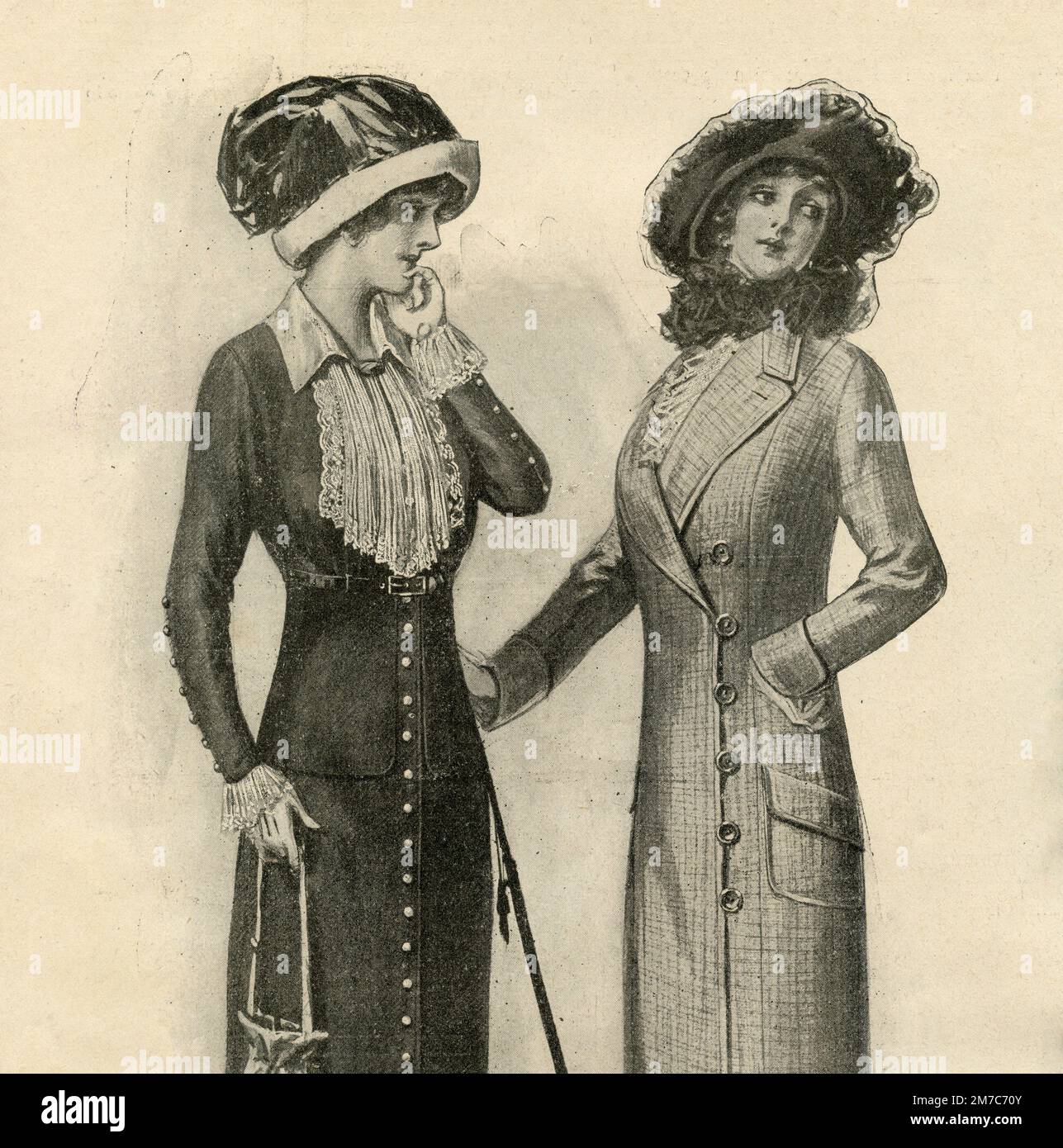 Illustration of women clothes fashion and style from vintage magazine ...