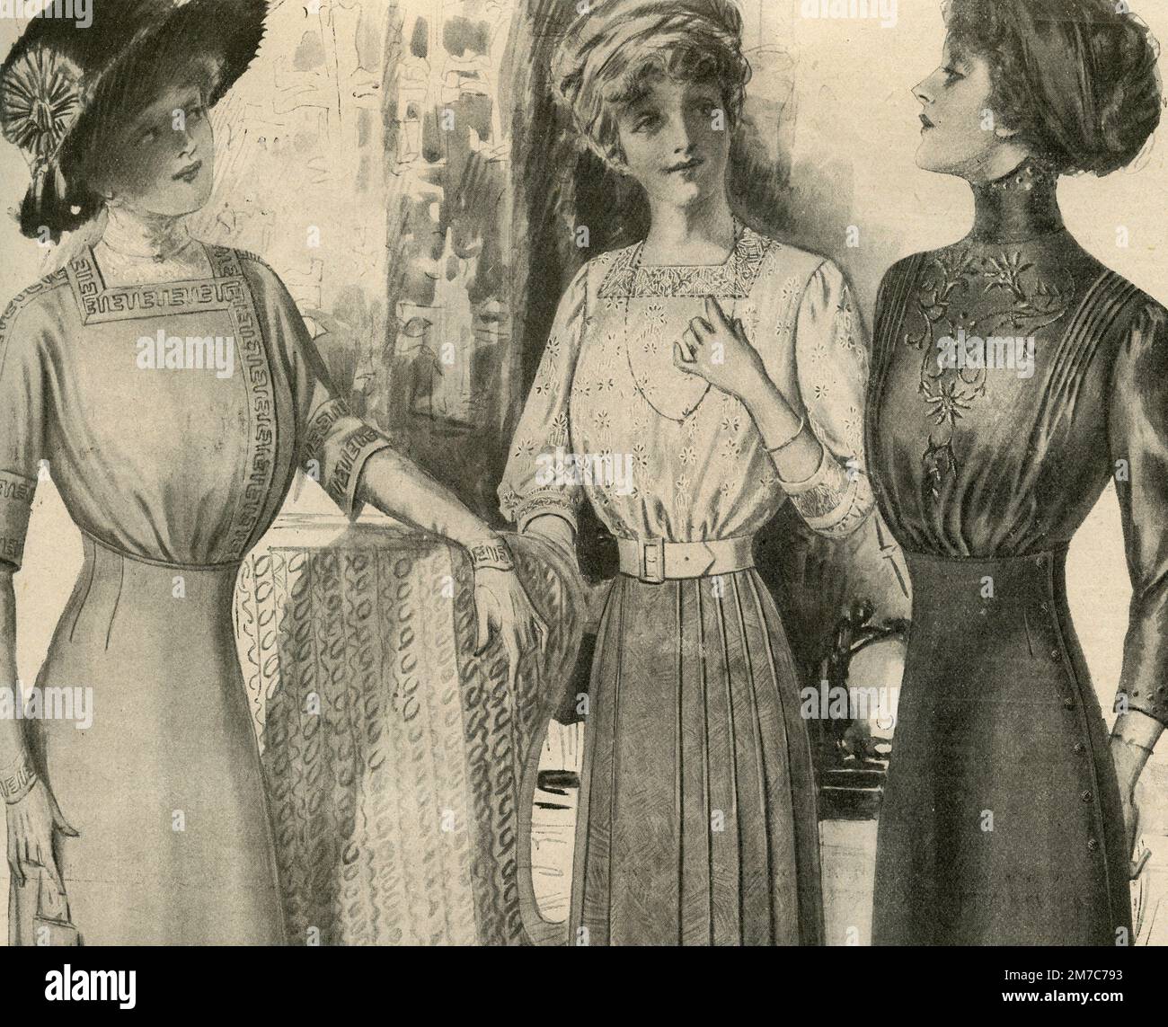 Illustration of women clothes fashion and style from vintage magazine ...