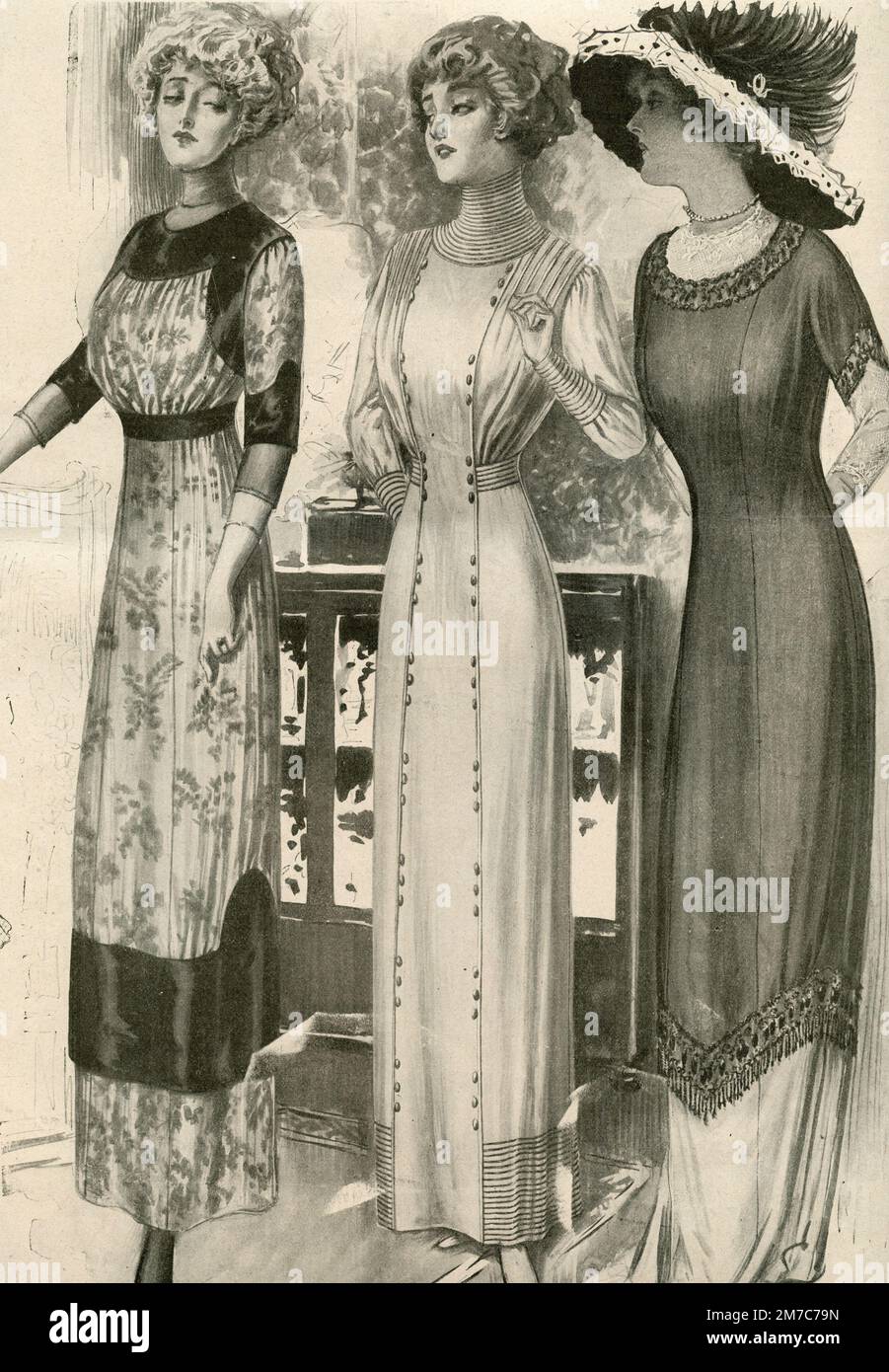 Illustration of women clothes fashion and style from vintage magazine ...