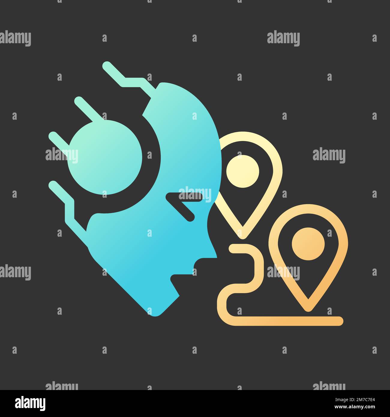 AI guides gradient glyph icon with lineart for dark theme Stock Vector ...
