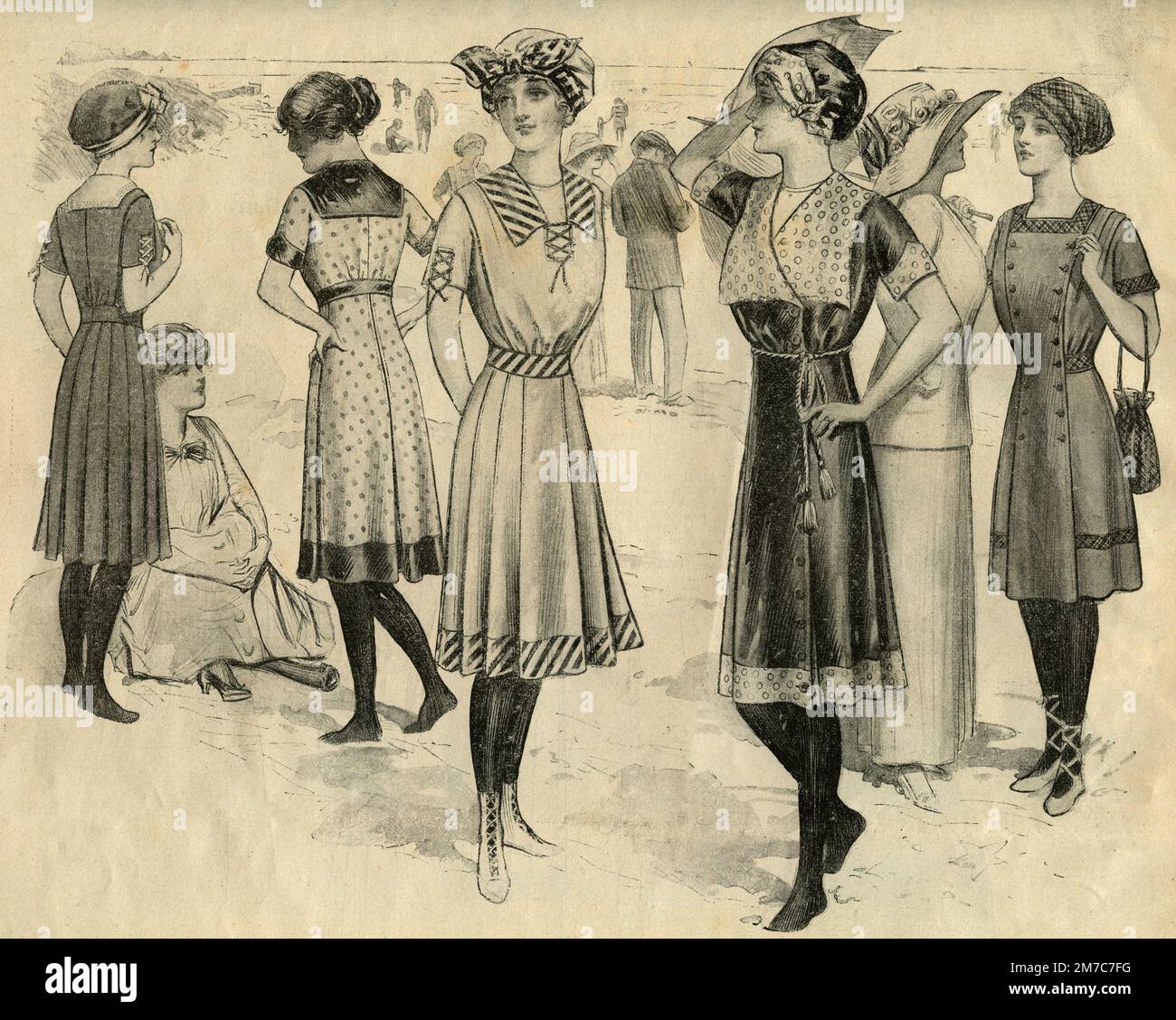 Illustration of women clothes fashion and style from vintage magazine ...