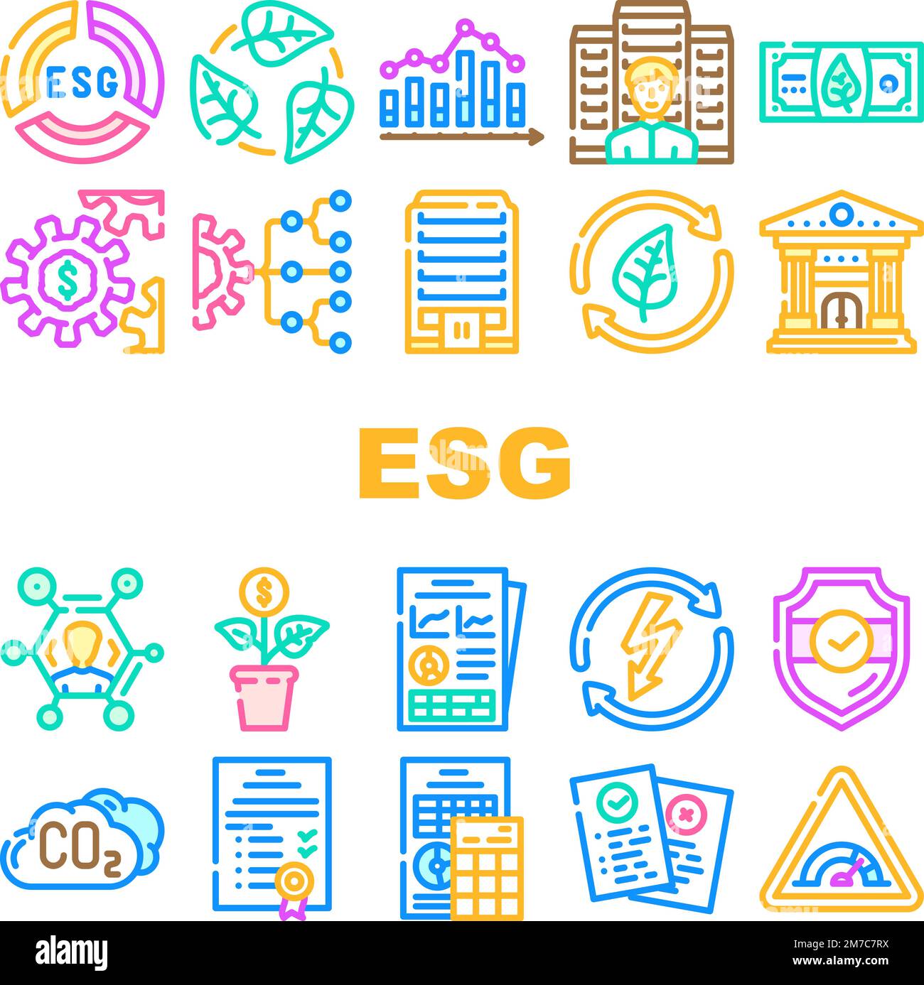 Environmental social governance icons set vector esg business hi-res ...