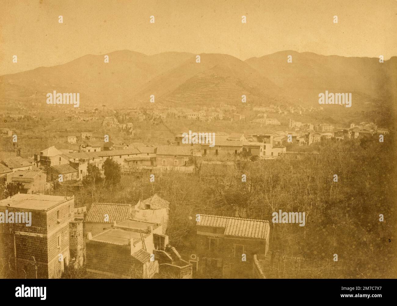 View of the town of Gragnano, Naples, Italy 1856 Stock Photo - Alamy