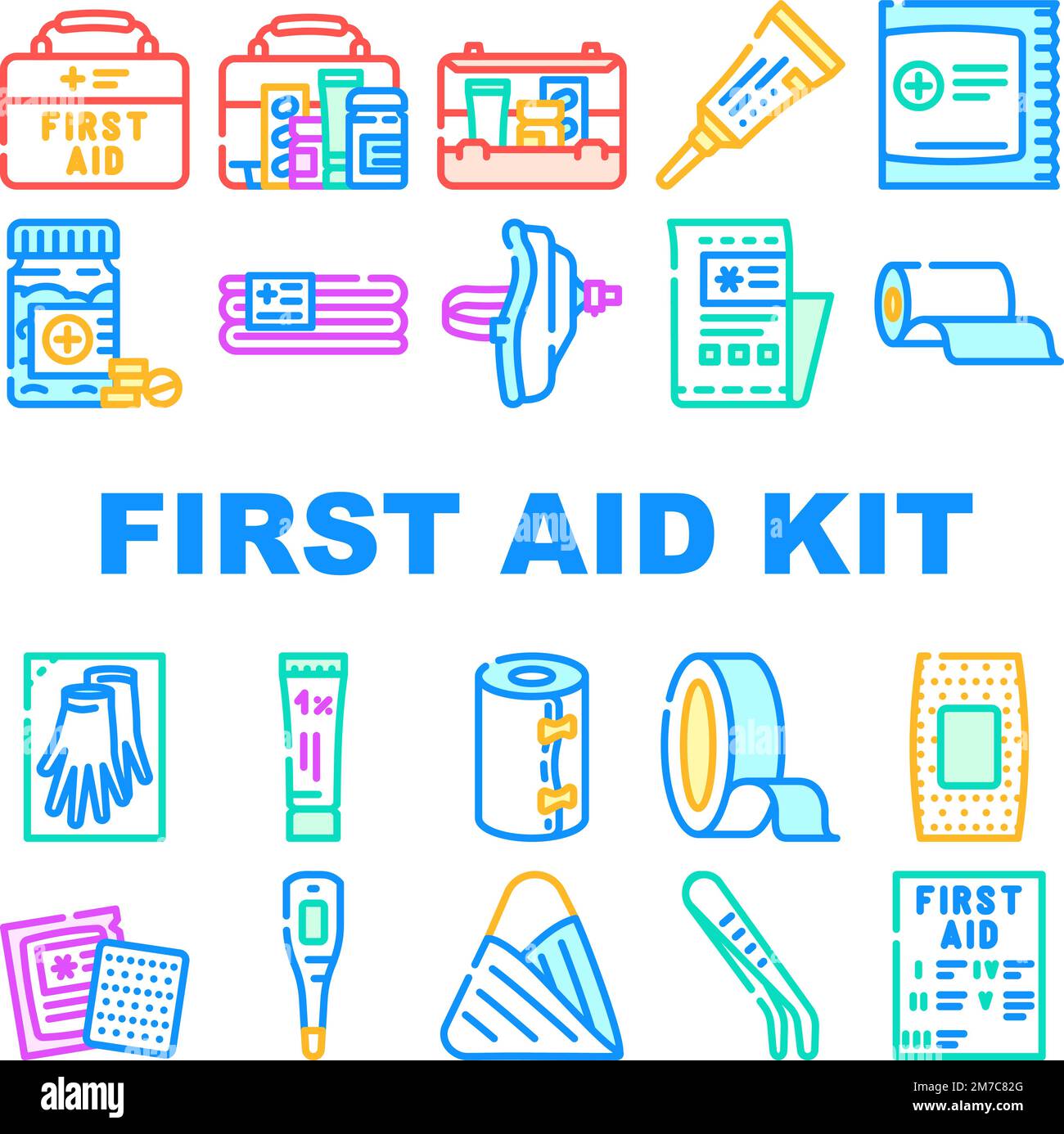 first aid kit medicine health icons set vector Stock Vector Image & Art ...