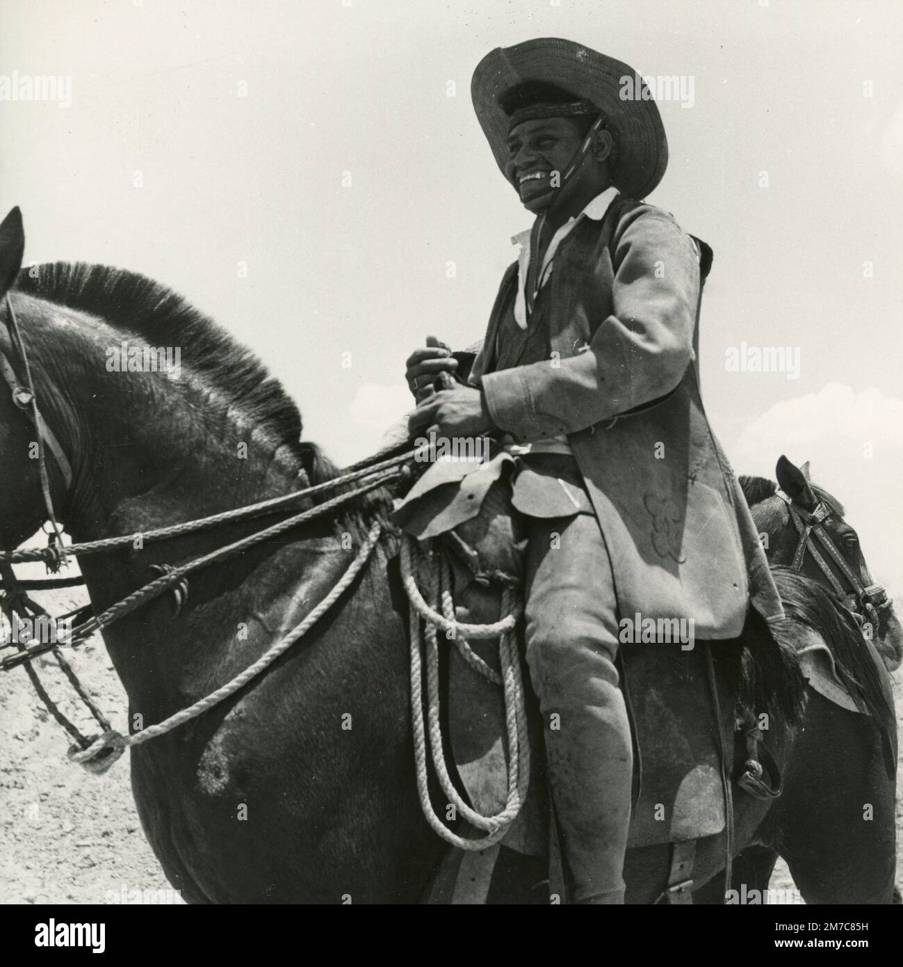 Farmer Indian of the Andes riding a horse, Bolivia 1963 Stock Photo - Alamy