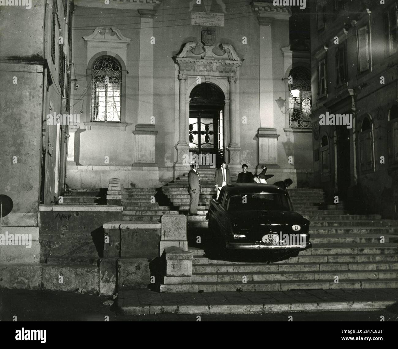 Scene ,Mercedes, car, stairway , unidentified ,movie, film Stock Photo ...