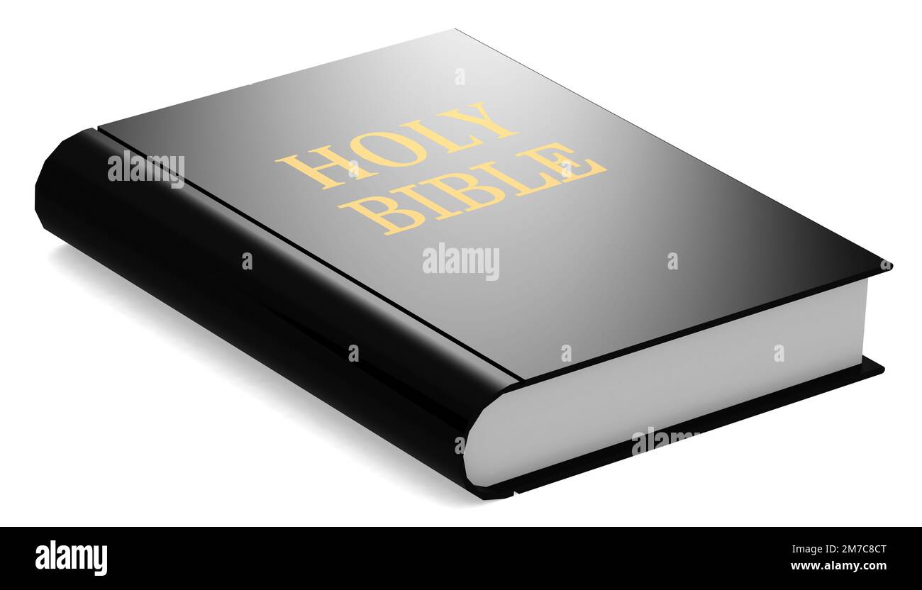 Holy bible word printed on a black book, 3d rendering Stock Photo - Alamy