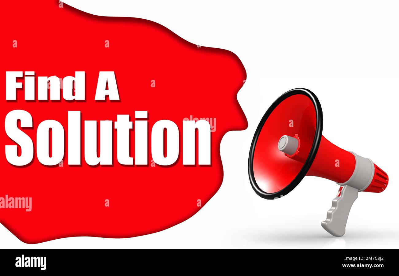 Find A Solution word with megaphone, 3d rendering Stock Photo - Alamy